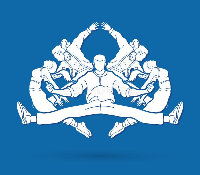 Dancing Group, Dancer Practice, Street Dance Graphic Vector Stock ...