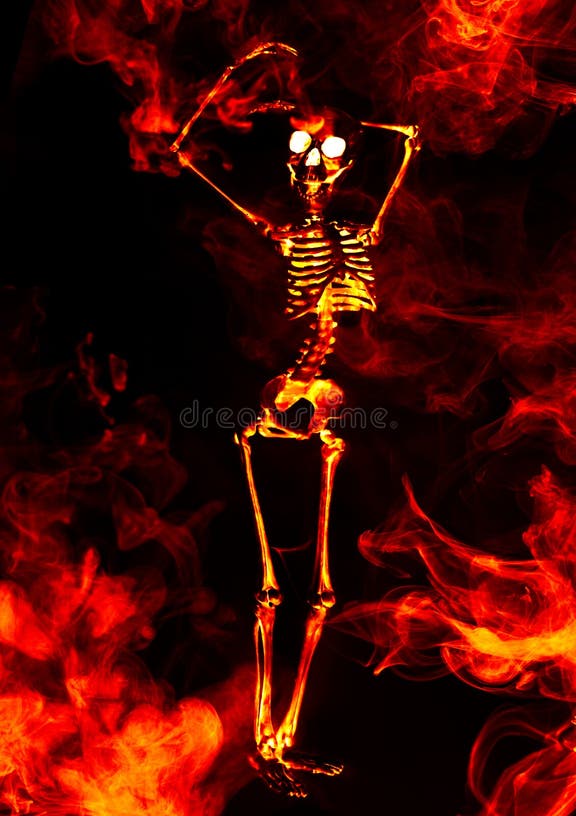 Dancing Halloween Skeleton Fire Stock Image - Image of health, flames ...