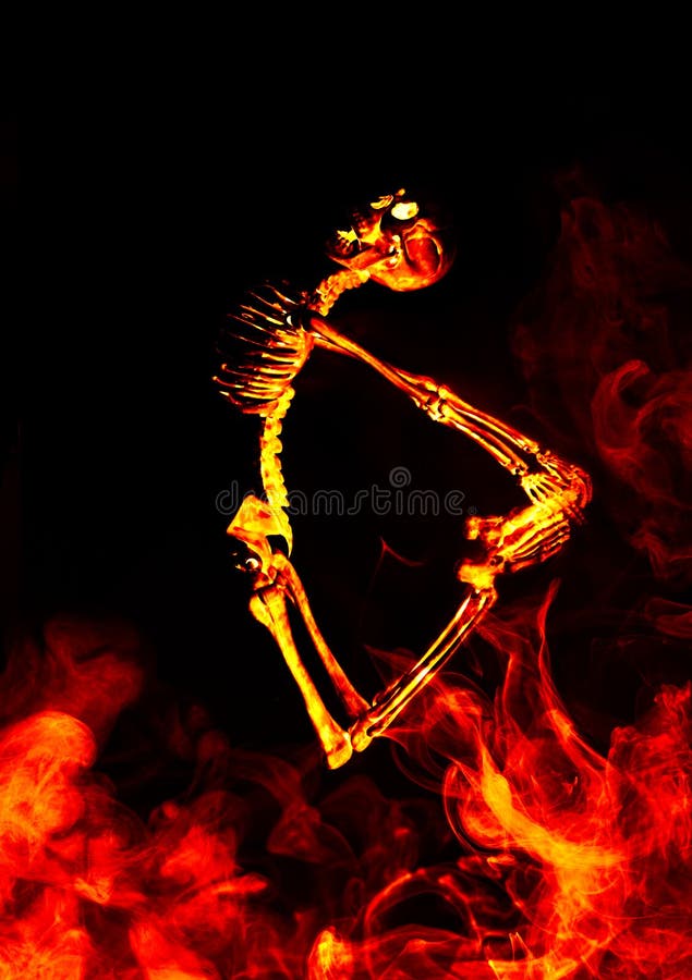 Dancing Halloween Skeleton Fire Stock Image - Image of person, spine ...