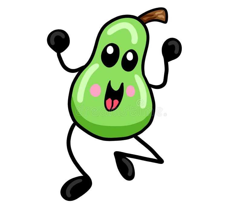 A Dancing Happy Cartoon Pear Stock Illustration - Illustration of ...