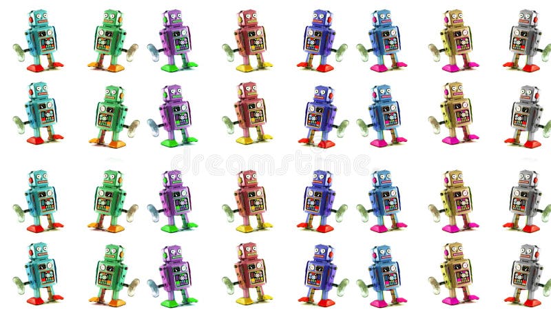 Dancing Happy Color Robot Toys Background Isolated Stock Video - Video ...