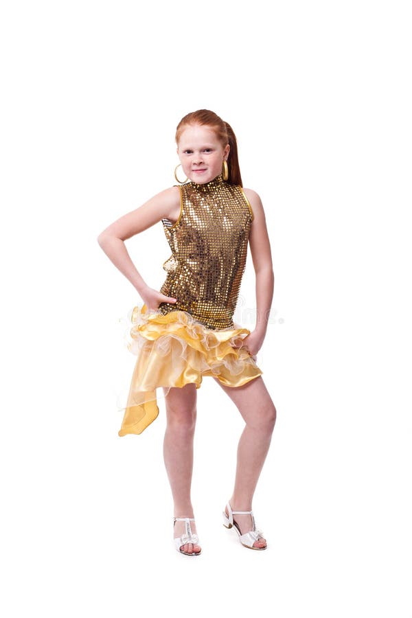 Dancing Happy Little Girl, Isolated on White Stock Image - Image of ...