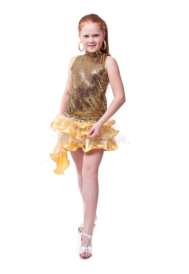 Dancing Happy Little Girl, Isolated on White Stock Image - Image of ...