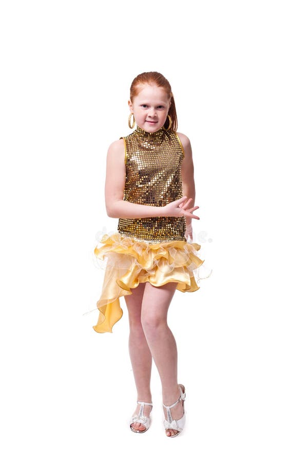 Dancing Happy Little Girl, Isolated on White Stock Image - Image of ...