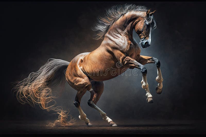 Dancing Horse with Raised Legs and Paws in Fast Movement Stock ...