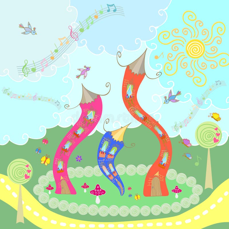 Dancing House in Cartoon Style Stock Vector - Illustration of outdoors ...