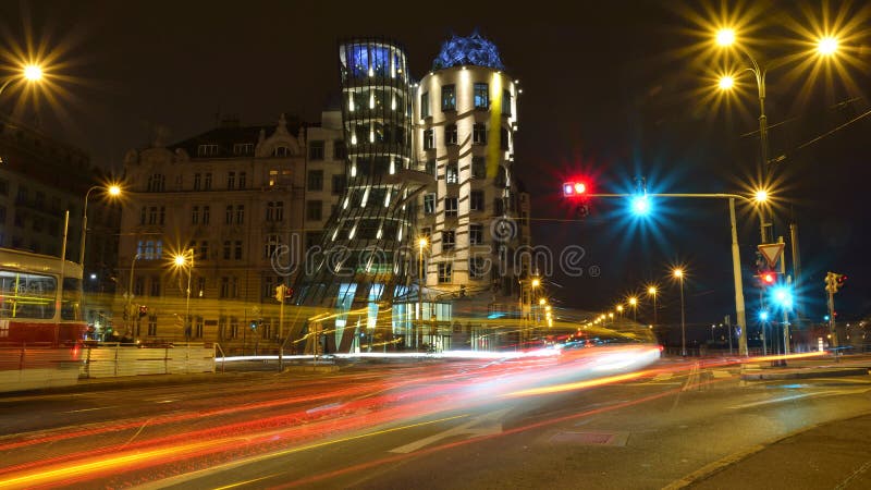 Dancing House in Prague by Night Editorial Stock Image - Image of ...