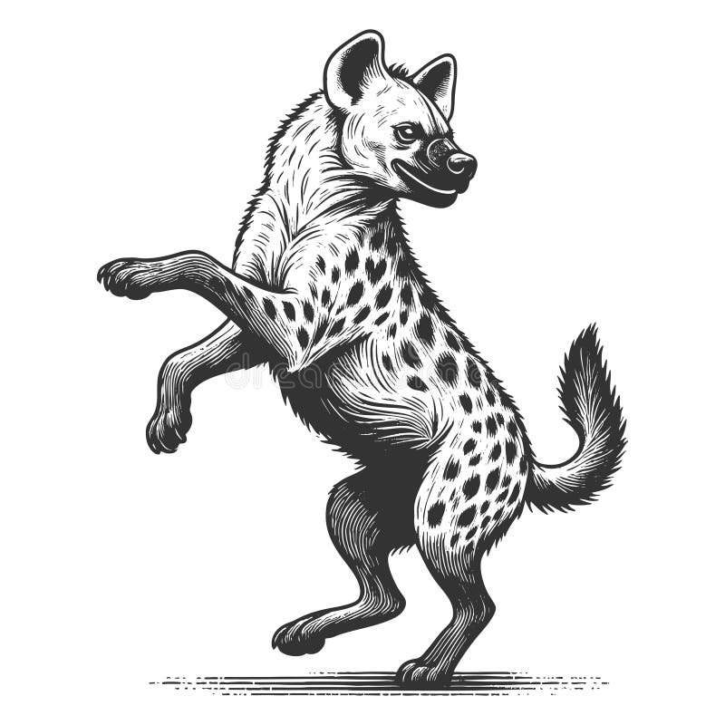 Dancing Hyena Engraving Sketch Vector Illustration Stock Vector ...
