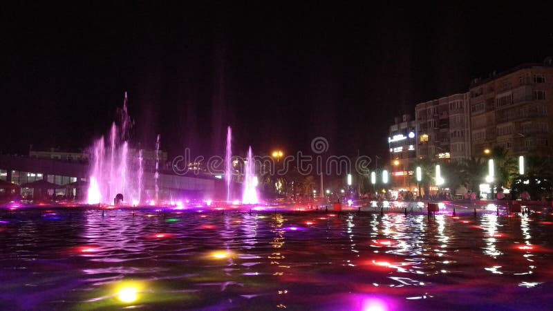 Illuminated Night at the Pool Stock Photo - Image of beach, waters ...