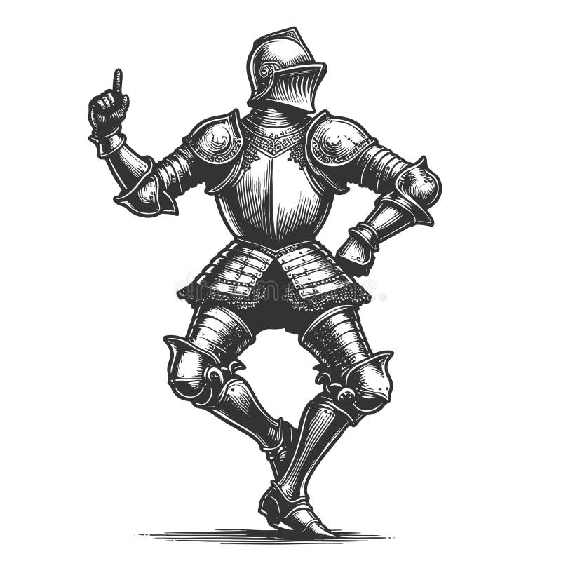 Humorous Knight in Full Armor with Sword Raster Stock Illustration ...
