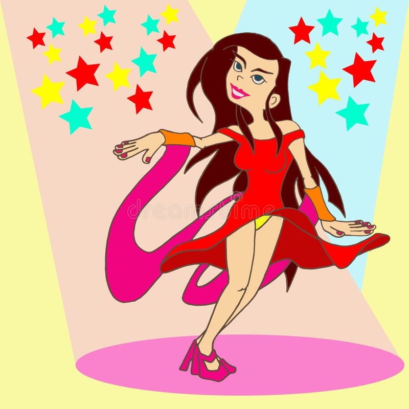 Dancing lady stock illustration. Illustration of dance - 80214749