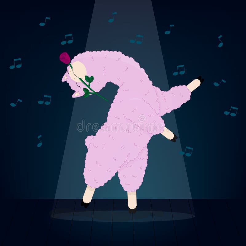 A Dancing Lama with a Rose in Her Teeth Stock Illustration ...