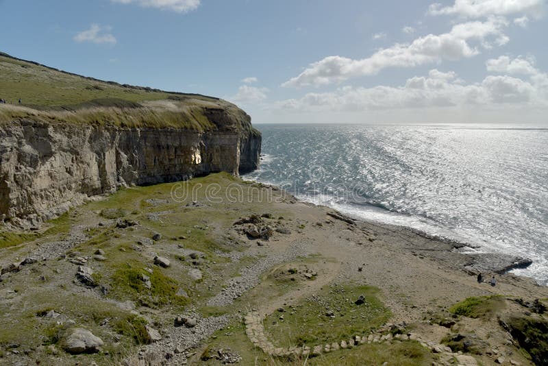 Dorset Coast Towards Durdle Door Blue Sea White Cliffs Stock Photo ...