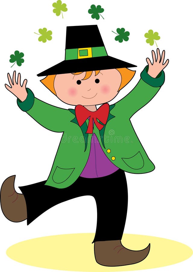 Dancing Leprechaun with Shamrocks Stock Vector - Illustration of ...