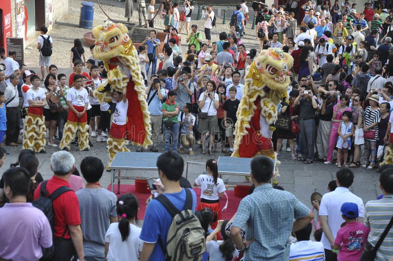 The dancing lion editorial stock image. Image of performing - 34202164