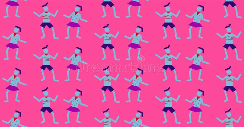 Dancing Little People on Pink, Seamless Vector Pattern Stock Vector ...