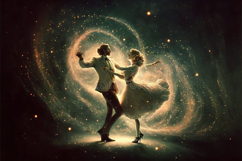 Dancing Lovers in Magic Space Background. Generative Ai Stock ...