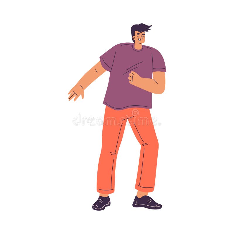 Dancing Man Character in Rhythmic Movement Pose Vector Illustration ...