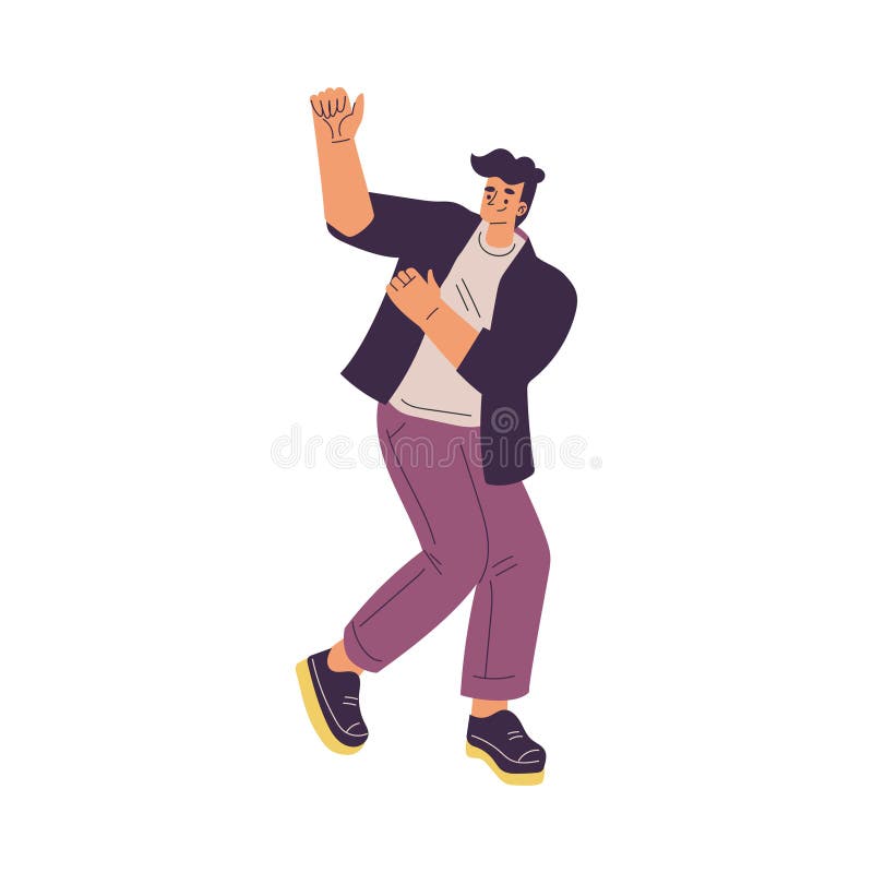 Dancing Man Character in Rhythmic Movement Pose Vector Illustration ...