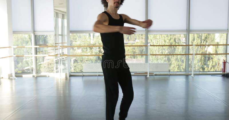 Dancing Man Modern Ballet Dancer Performs Dance in Studio Stock Video ...