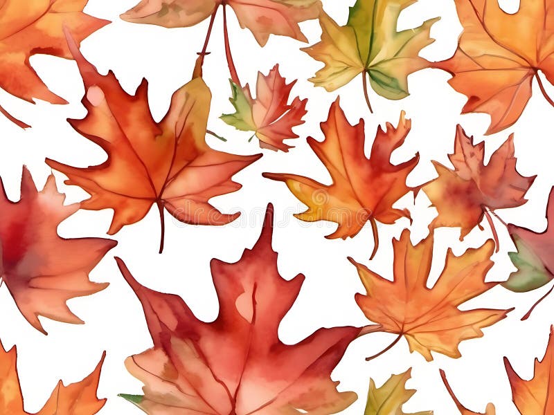 Dancing Maple Leaf Swirls in Watercolor Stock Illustration ...