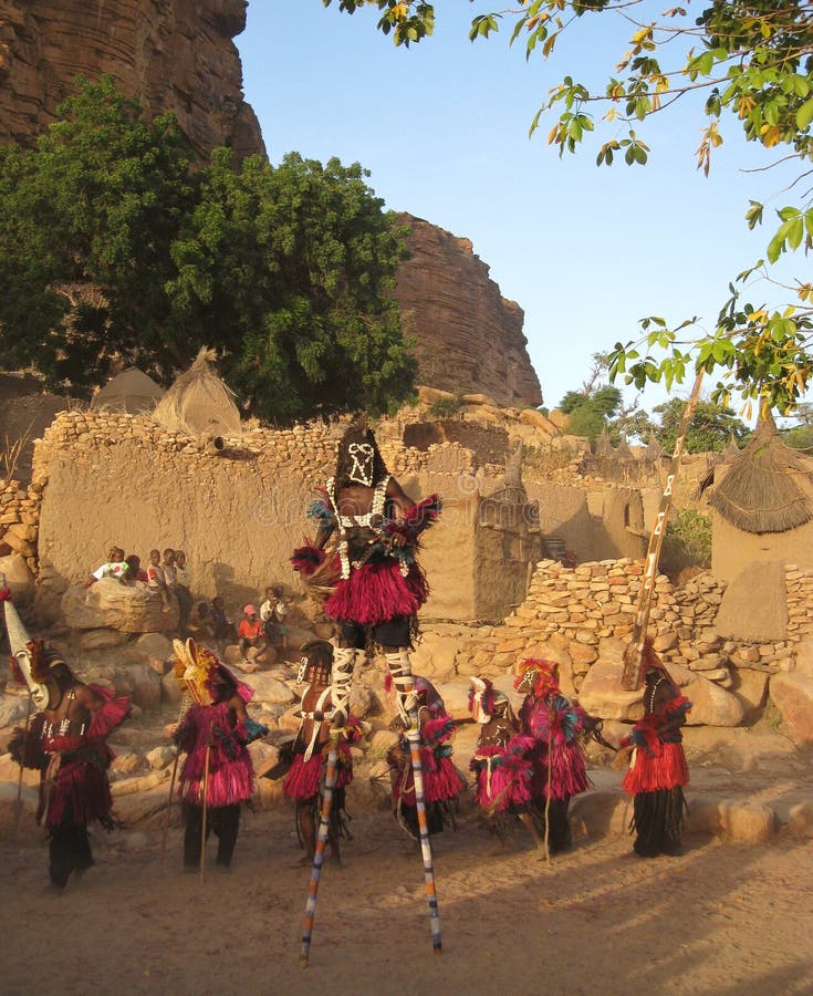 Dancing with Masks in the Country of the Dogons Mali. Editorial Stock ...