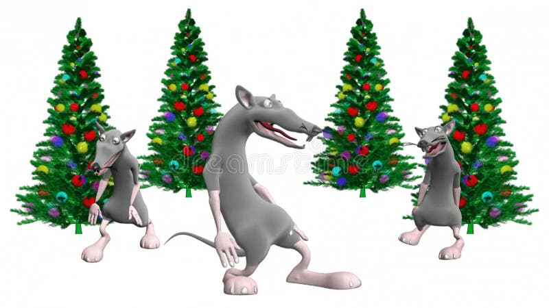 Dancing Mice and Christmas Tree. Mouse Dance. Merry Christmas. Stock ...