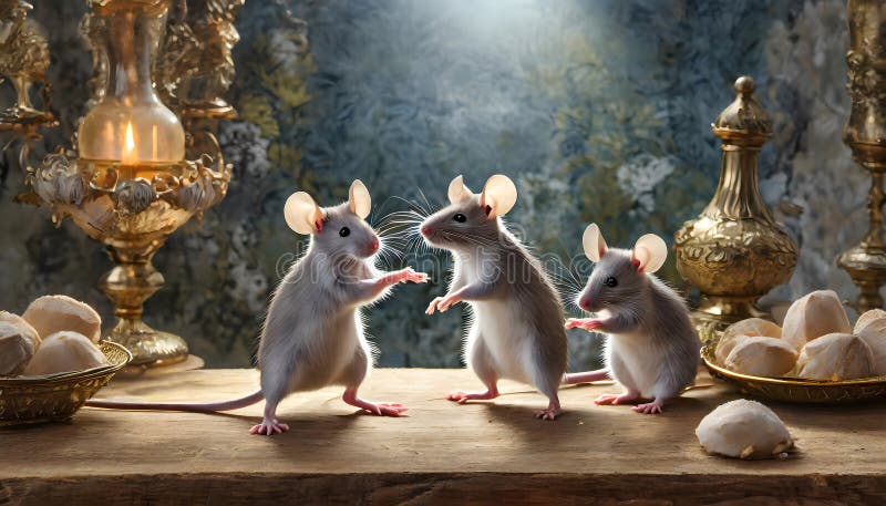 Dancing mice on the table stock illustration. Illustration of ...