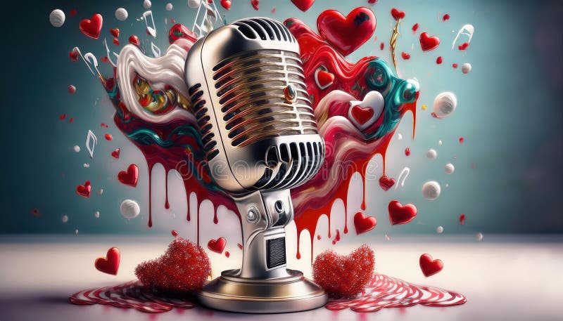 Dancing Microphone Surrounded by Musical Elements and Melting Visuals ...