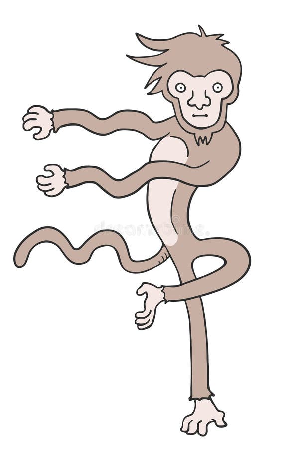 Dancing Monkey Freehand Drawing Isolated on White Background. Sketch ...