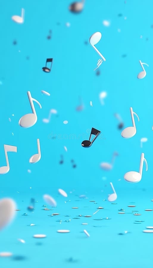 Dancing Musical Notes on a Turquoise Background an Abstract Concept of ...