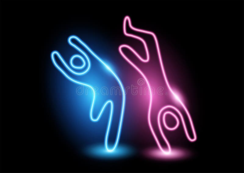 Dancing neon stick figure stock vector. Illustration of icon - 193794285