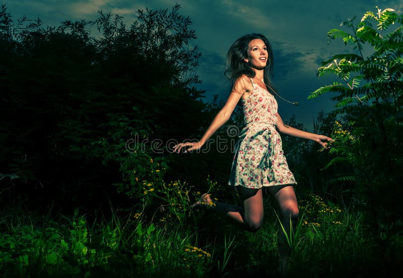 Dancing Outdoors in Spring Time Stock Image - Image of jump, quiet ...