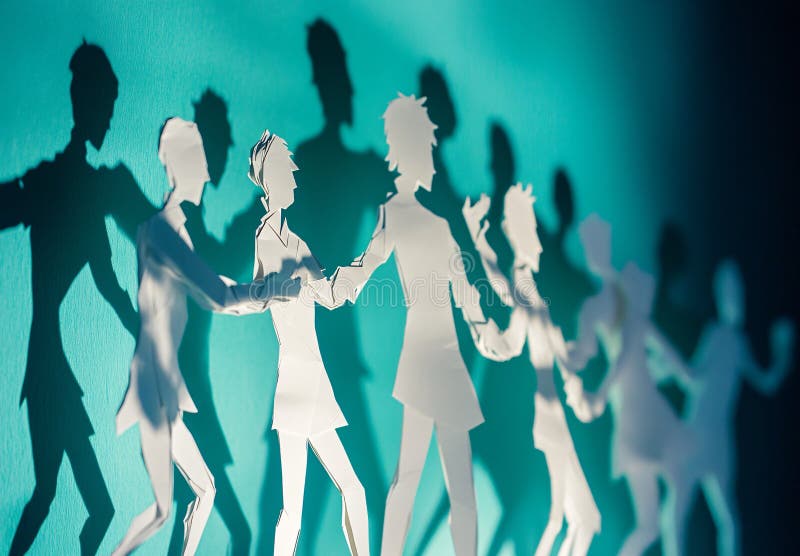 Dancing Paper Cutout Figures Teal Background High Quality Image Stock ...