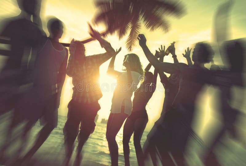 Dancing Party Enjoyment Happiness Celebration Outdoor Beach Concept ...