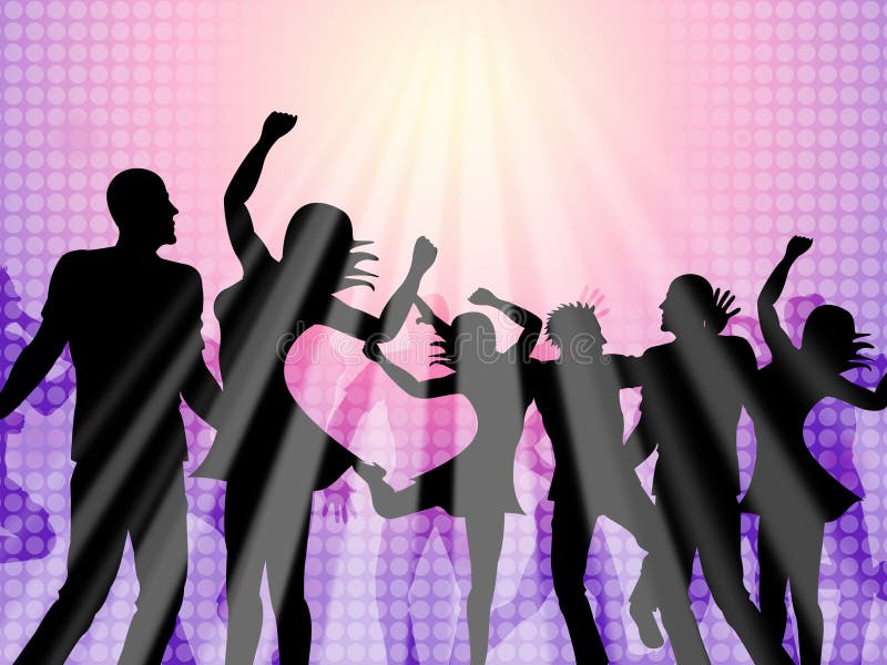 Dancing Party Means Disco Music and Celebration Stock Illustration ...