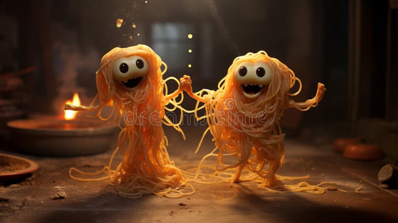 Dancing pasta stock illustration. Illustration of table - 283013551