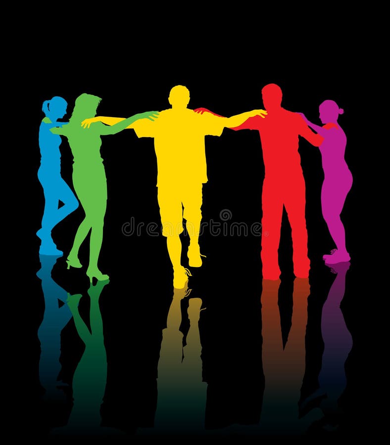 Rainbow People - Rainbow Silhouettes of Human Aura Stock Illustration ...