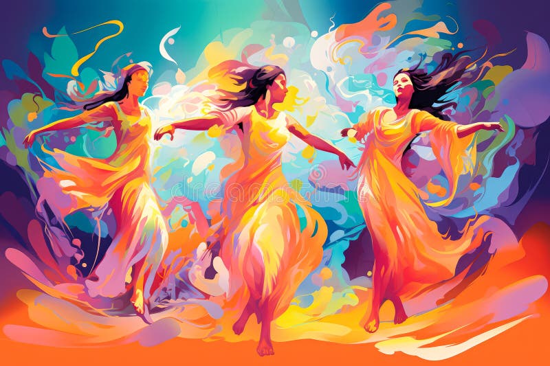Dancing People. Colorful Illustration of a Group of Young Dancing ...