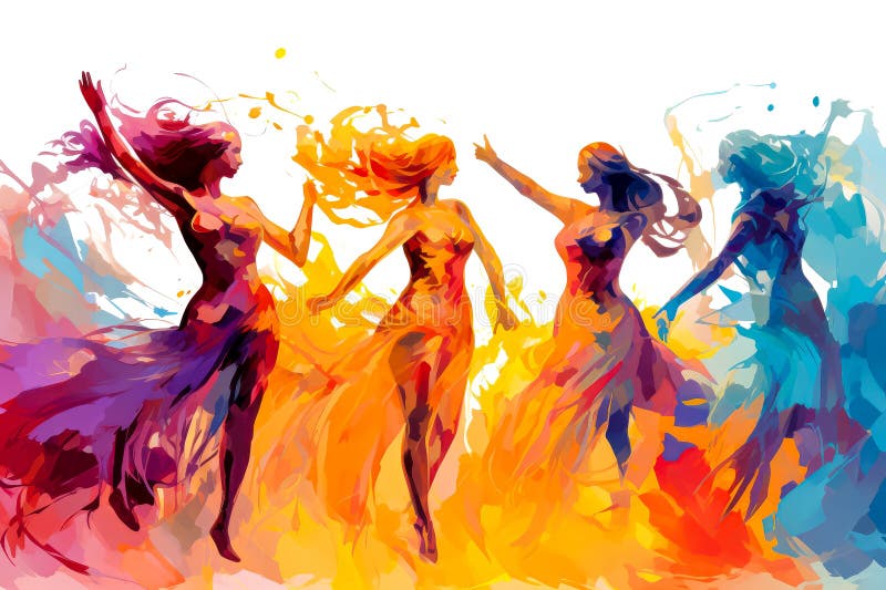 Dancing People. Colorful Illustration of a Group of Young Dancing ...