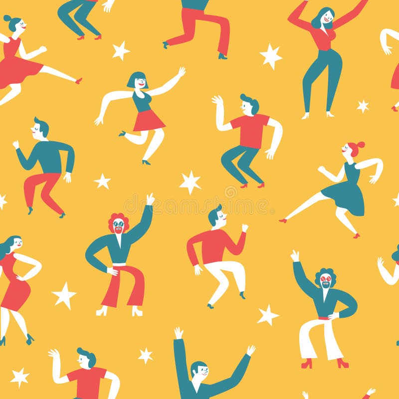 Dancing People Seamless Pattern. Stock Illustration - Illustration of ...