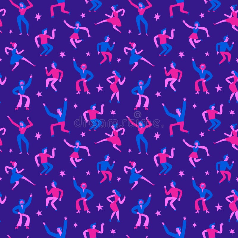 Dancing People Seamless Pattern. Stock Illustration - Illustration of ...
