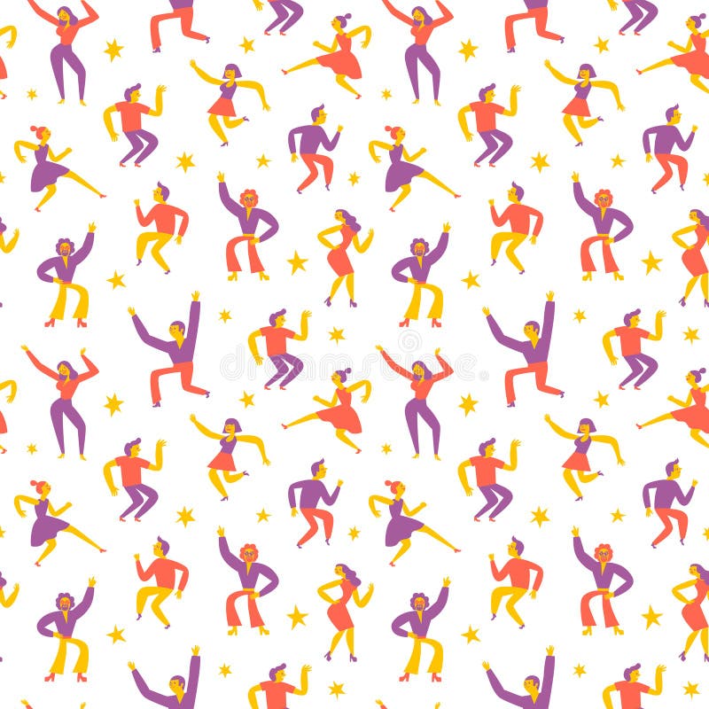 Dancing People Seamless Pattern. Stock Illustration - Illustration of ...
