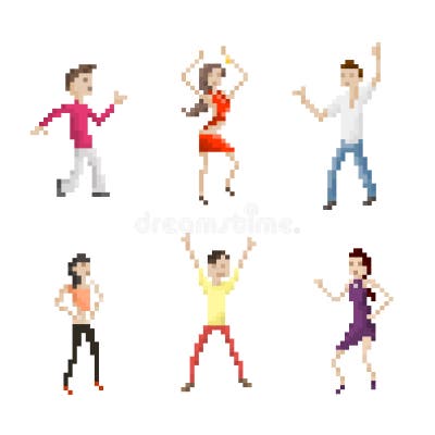 Dancing Pixel People Set Stock Illustrations – 17 Dancing Pixel People ...