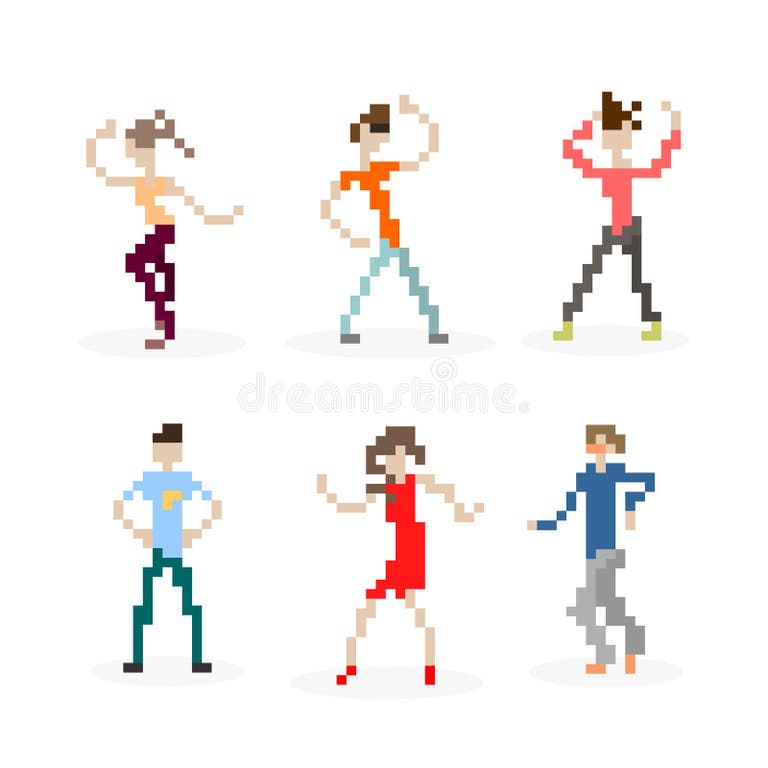 Dancing Pixel People Set Stock Illustrations – 17 Dancing Pixel People ...