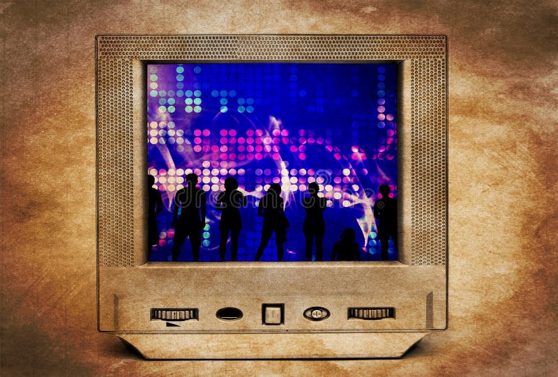 Dancing People on Vintage TV Stock Image - Image of colorful, music ...