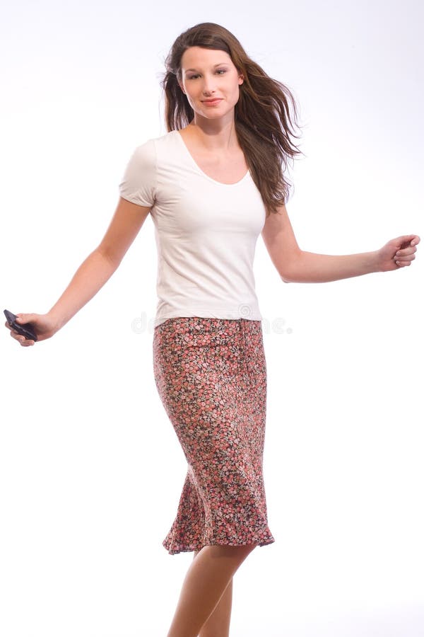 Dancing with the phone stock photo. Image of cell, brown - 2403076