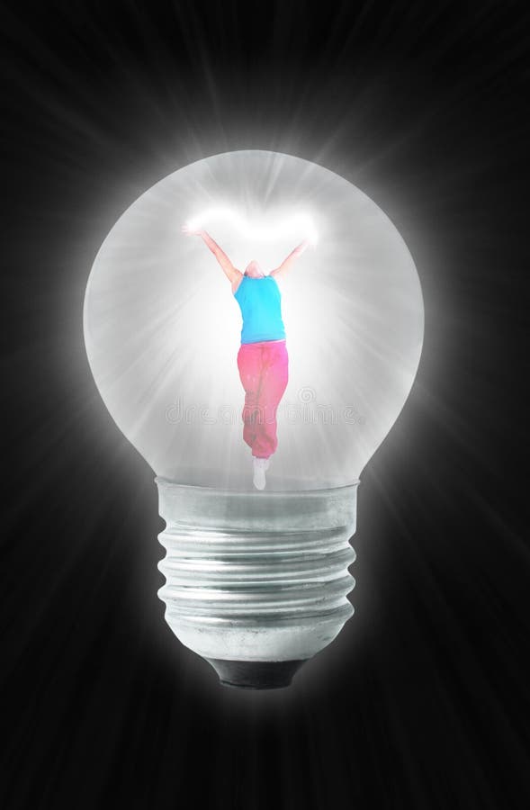 Dancing Power Woman in Light Bulb Collage Stock Photo - Image of lamp ...