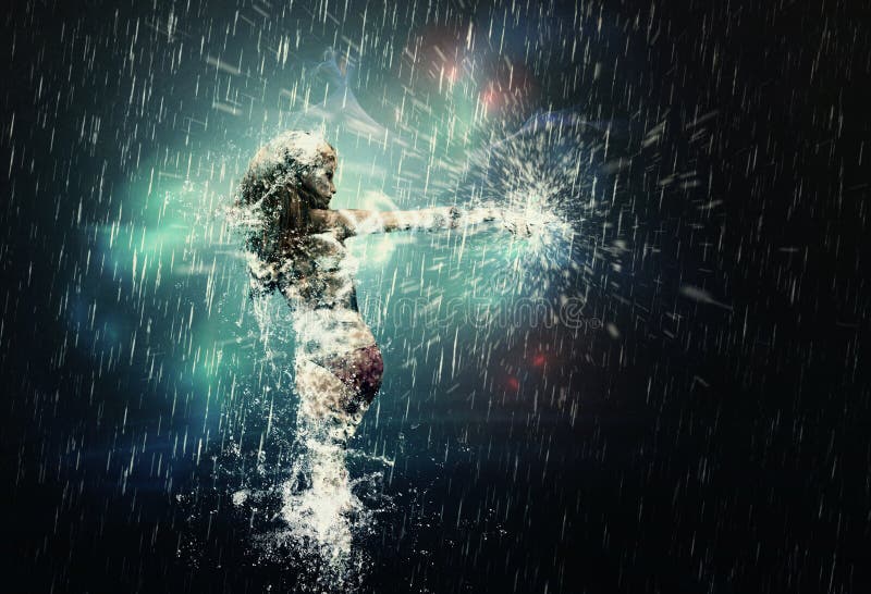 Dancing in the rain stock illustration. Illustration of futuristic ...