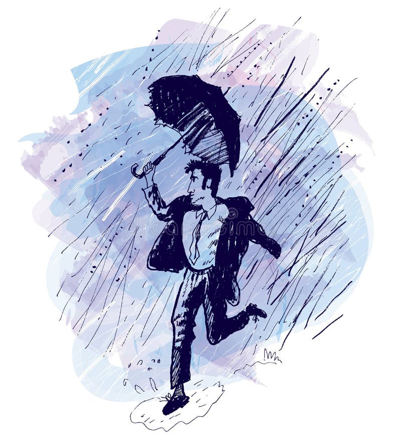 Dancing in the Rain (Vector) Stock Vector - Illustration of person ...